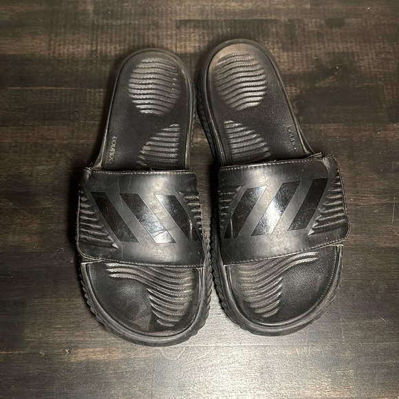 adidas | Shoes | Adidas Black Bounce Adjustable Slides Mens | Poshmark